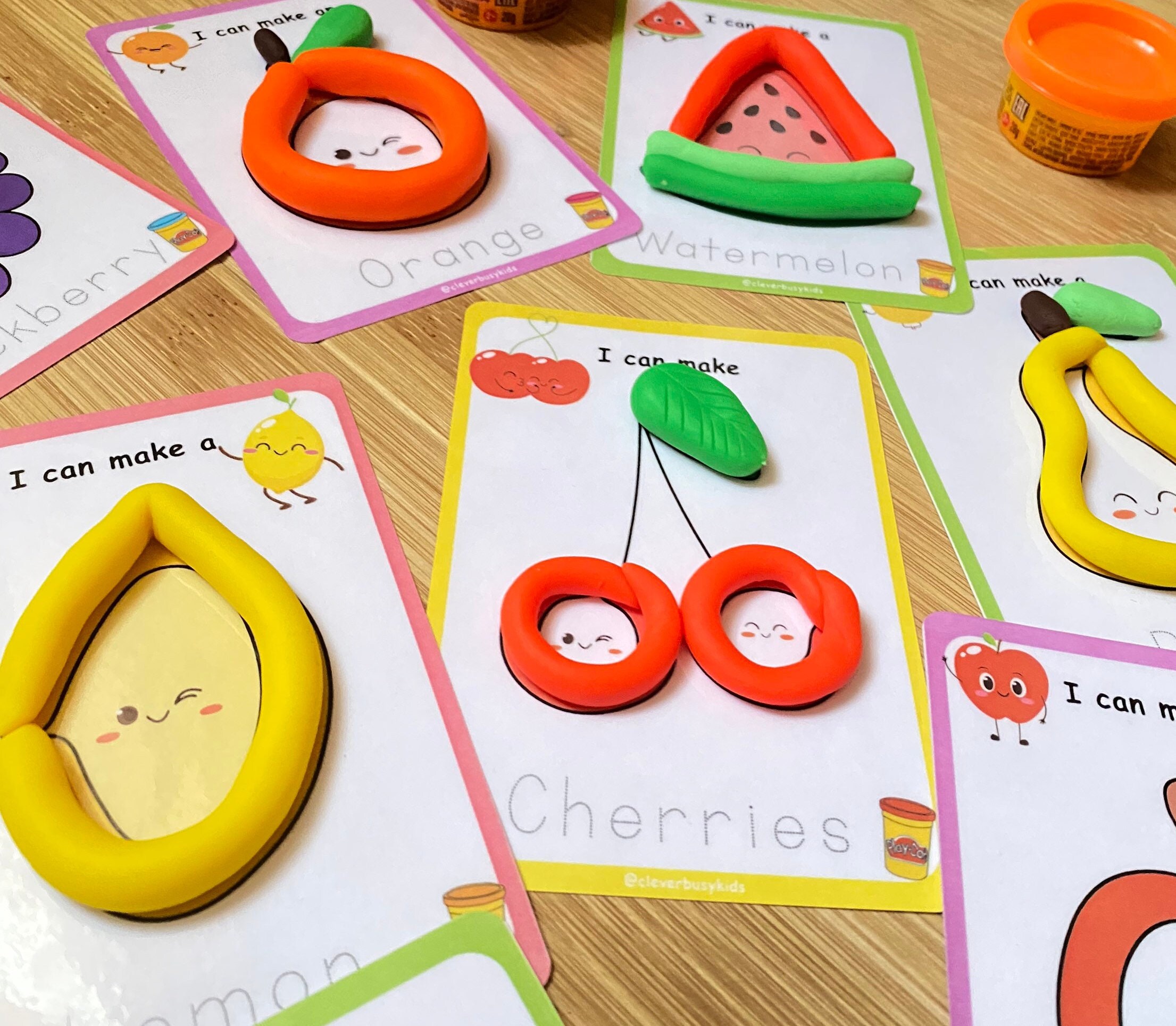 Play Doh Mats, Fruits Printable Play Dough, Montessori Play Doh ...