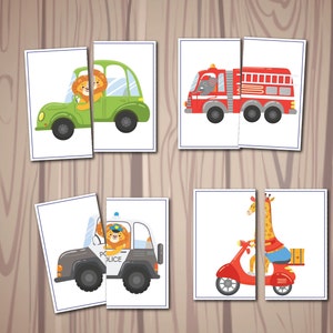 Transportation Matching Game, Symmetry Cards, Toddler Matching Activity ...