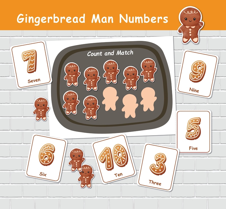 Gingerbread Man Counting Game, Christmas Printable, Math Activity ...