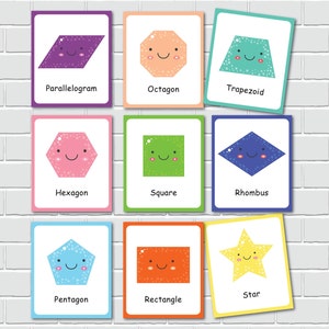 2D Shapes Flash Cards. Preschool Learning Activity. Toddler Geometric ...