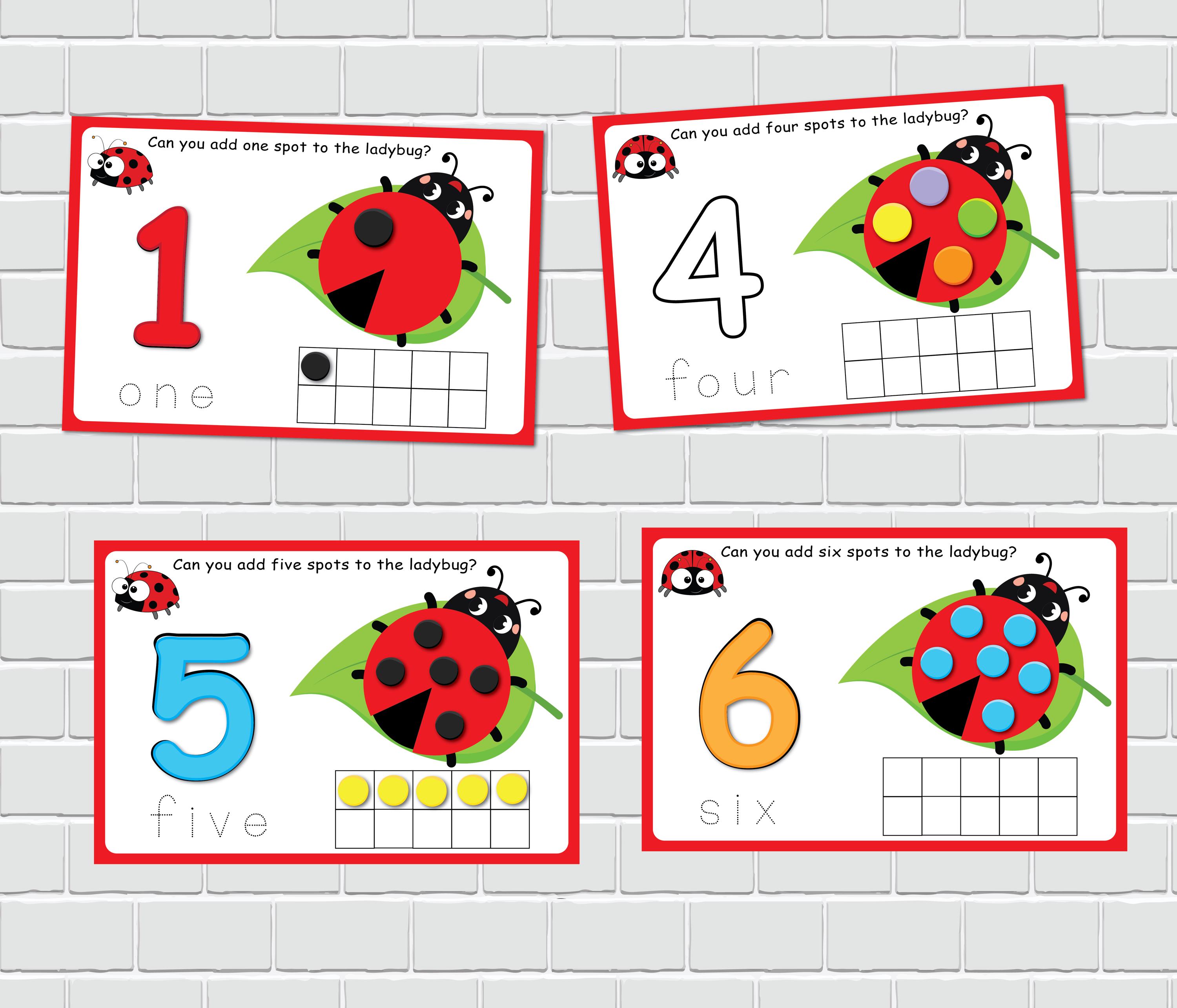 Ladybug Play Dough Mats, 1-10 Numbers Play Doh Activity, Preschool Fine ...