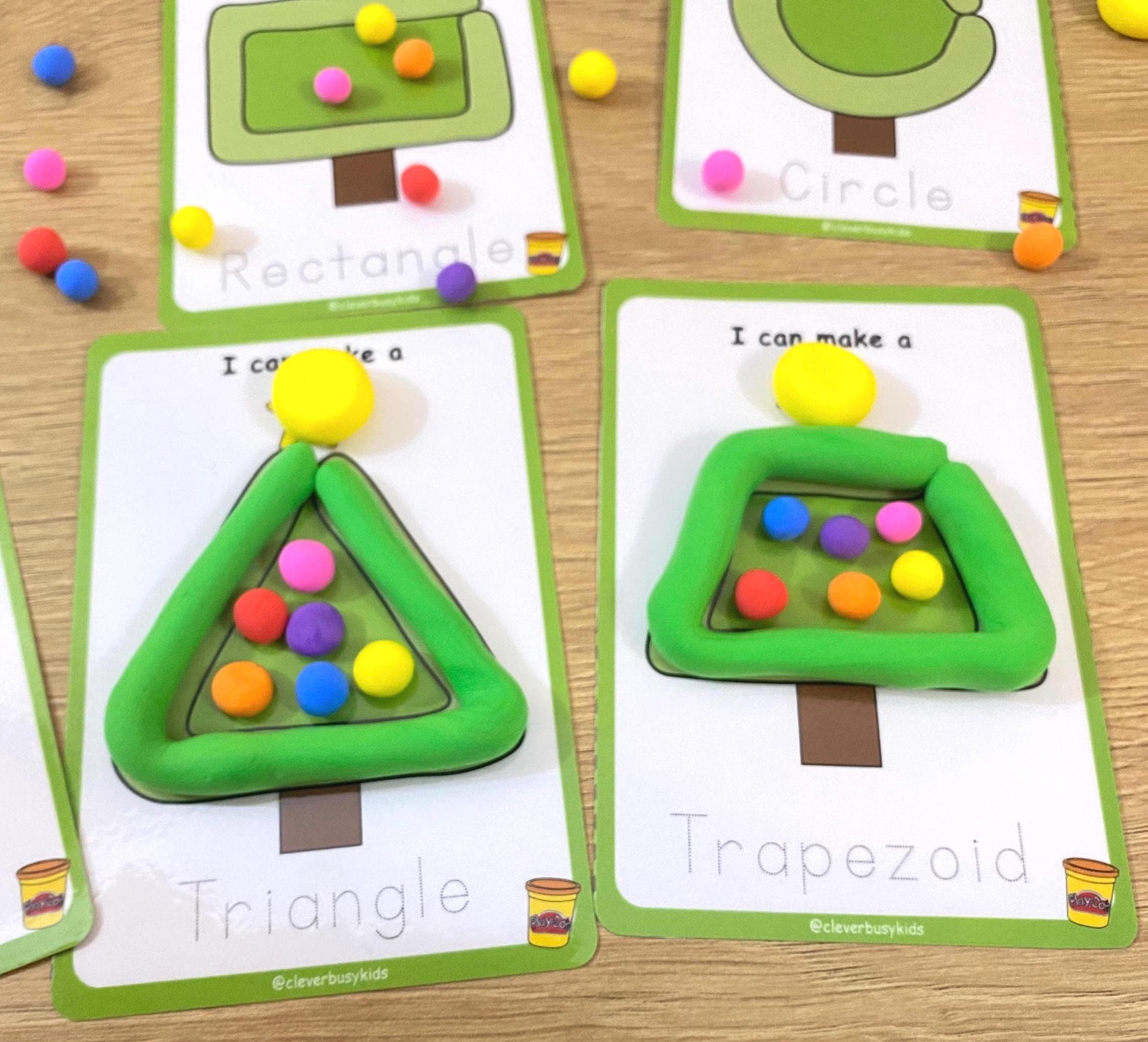Christmas Tree Shapes Play Dough Mats, Printable Play Doh, Toddler ...