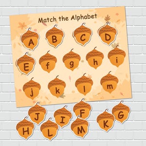 Acorn Alphabet Matching Activity for Kids, Autumn Quiet Book ...