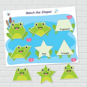 Frog Shape Matching Activity, 2D Shapes, Spring Learning Binder ...