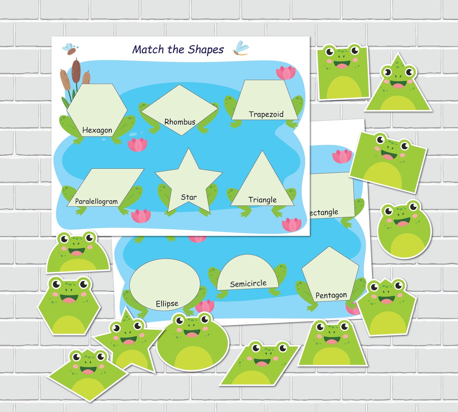 Frog Shape Matching Activity, 2D Shapes, Spring Learning Binder ...