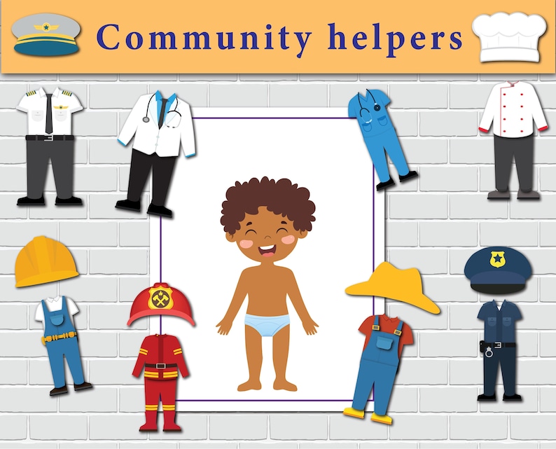 Community Helpers Dress up Preschool Printable Worksheets | Etsy