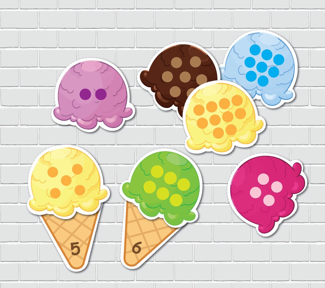 Ice Cream Numbers Matching Activity. Toddlers Sort and Match Game. Math ...