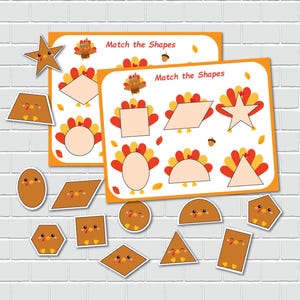 Turkey Shape Matching Activity, 2D Shapes, Thanksgiving Busy Book Page ...