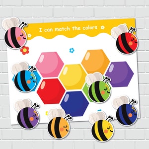 Bee Color Matching Activity, Toddler Printable, Montessori Materials ...
