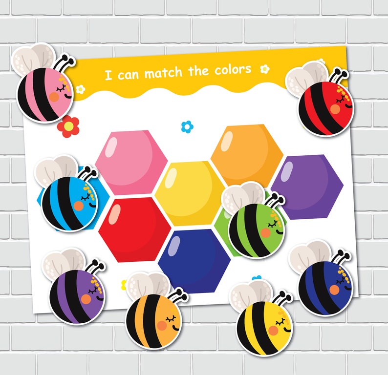 Bee Color Matching Activity, Toddler Printable, Montessori Materials ...