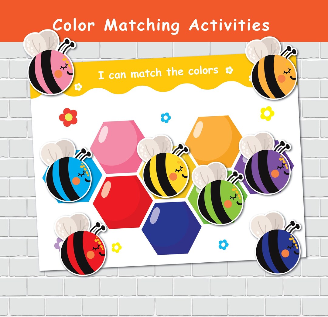 Bee Color Matching Activity, Toddler Printable, Montessori Materials ...