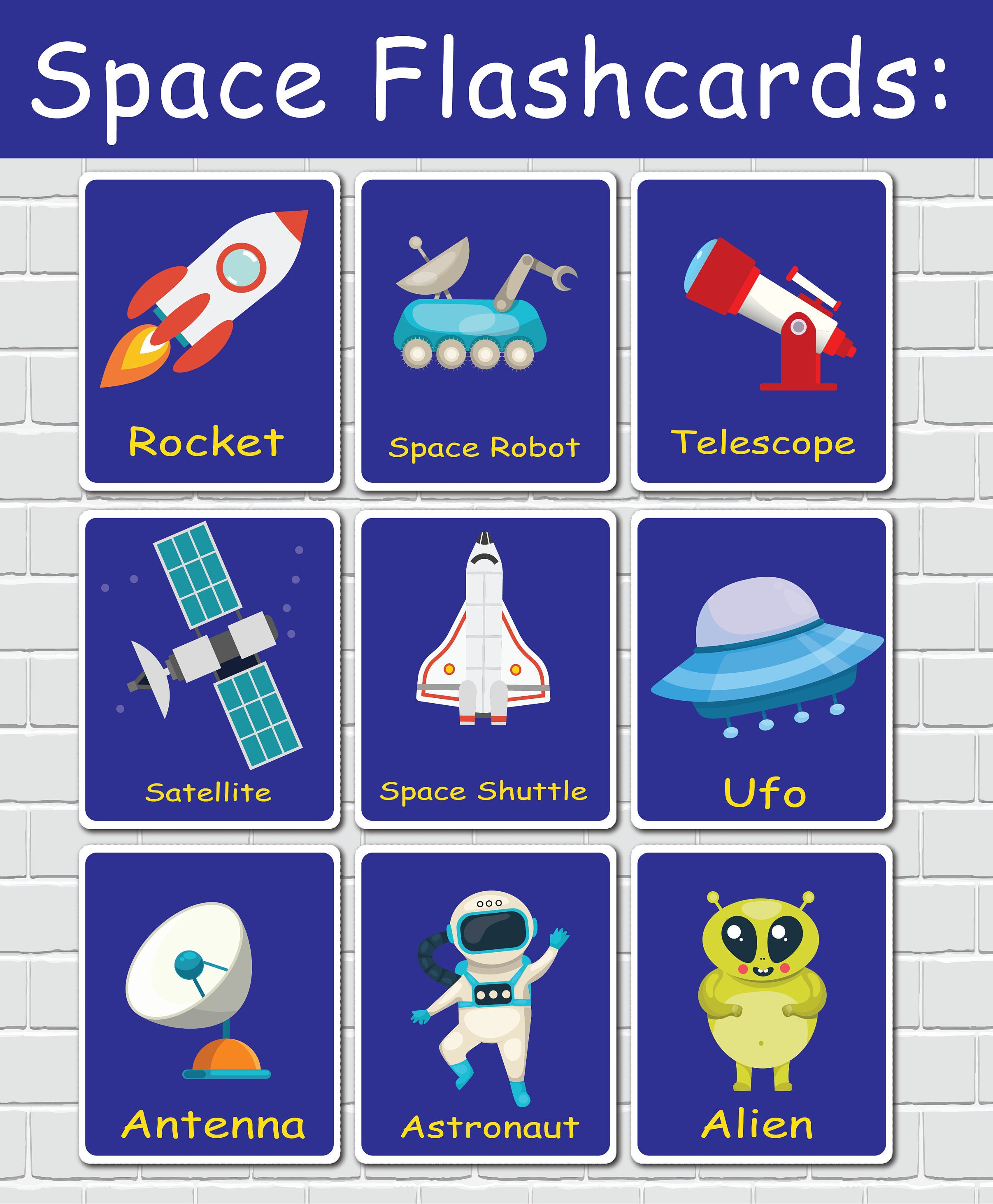 Outer Space Flashcards Montessori Material Homeschool - Etsy UK