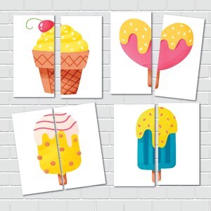 Ice Cream Matching Game, Symmetry Cards, Toddler Matching Activity ...