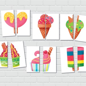 Ice Cream Matching Game, Symmetry Cards, Toddler Matching Activity ...