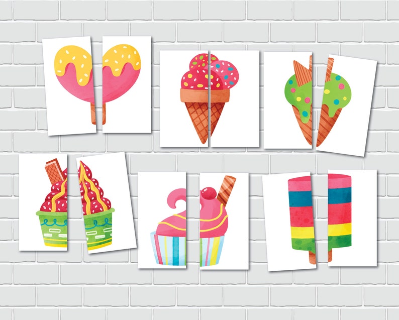 Ice Cream Matching Game Symmetry Cards Toddler Matching - Etsy