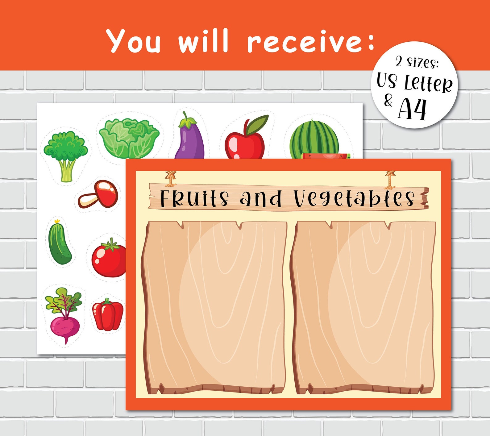 Fruits and Vegetables Sorting Printable Activity. Farm Busy Book Page ...