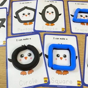 Penguin Shapes Play Dough Mats, Printable Play Doh, Toddler Quiet Time ...