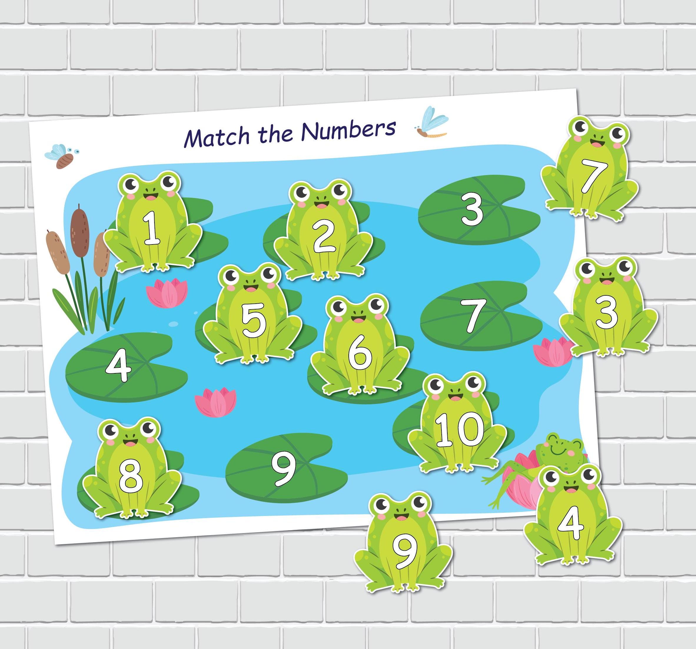 Frog Pond Numbers Matching Activity, Toddler Busy Book Page, Learning ...
