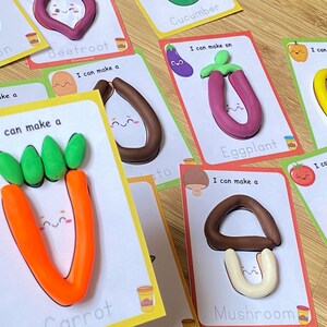 Play Doh Mats, Vegetables Printable Play Dough, Montessori Play Doh ...