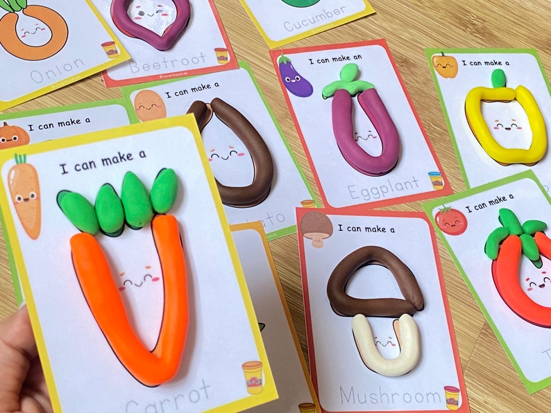 Play Doh Mats, Vegetables Printable Play Dough, Montessori Play Doh ...