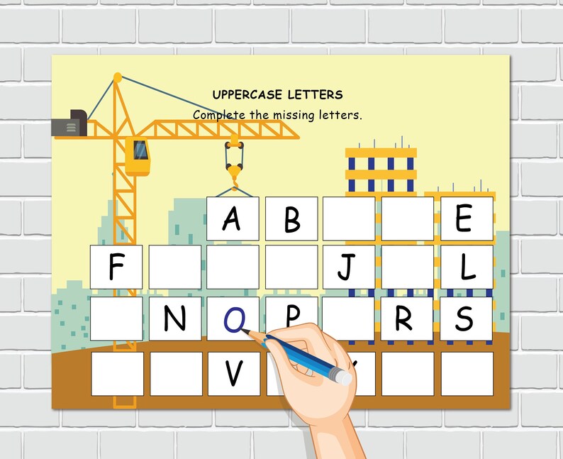 Construction Alphabet Matching Activity, Preschool Learning (digital ...