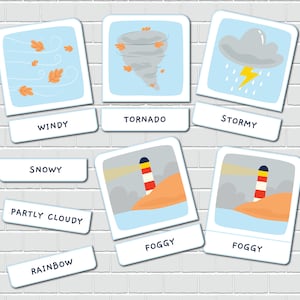 Weather Flash Cards Toddler Printable Activity Montessori Flashcards ...