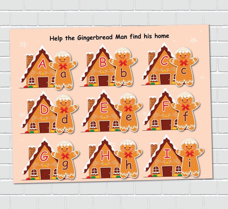 Gingerbread Man Alphabet Activity for Kids, ABC Matching Printable ...