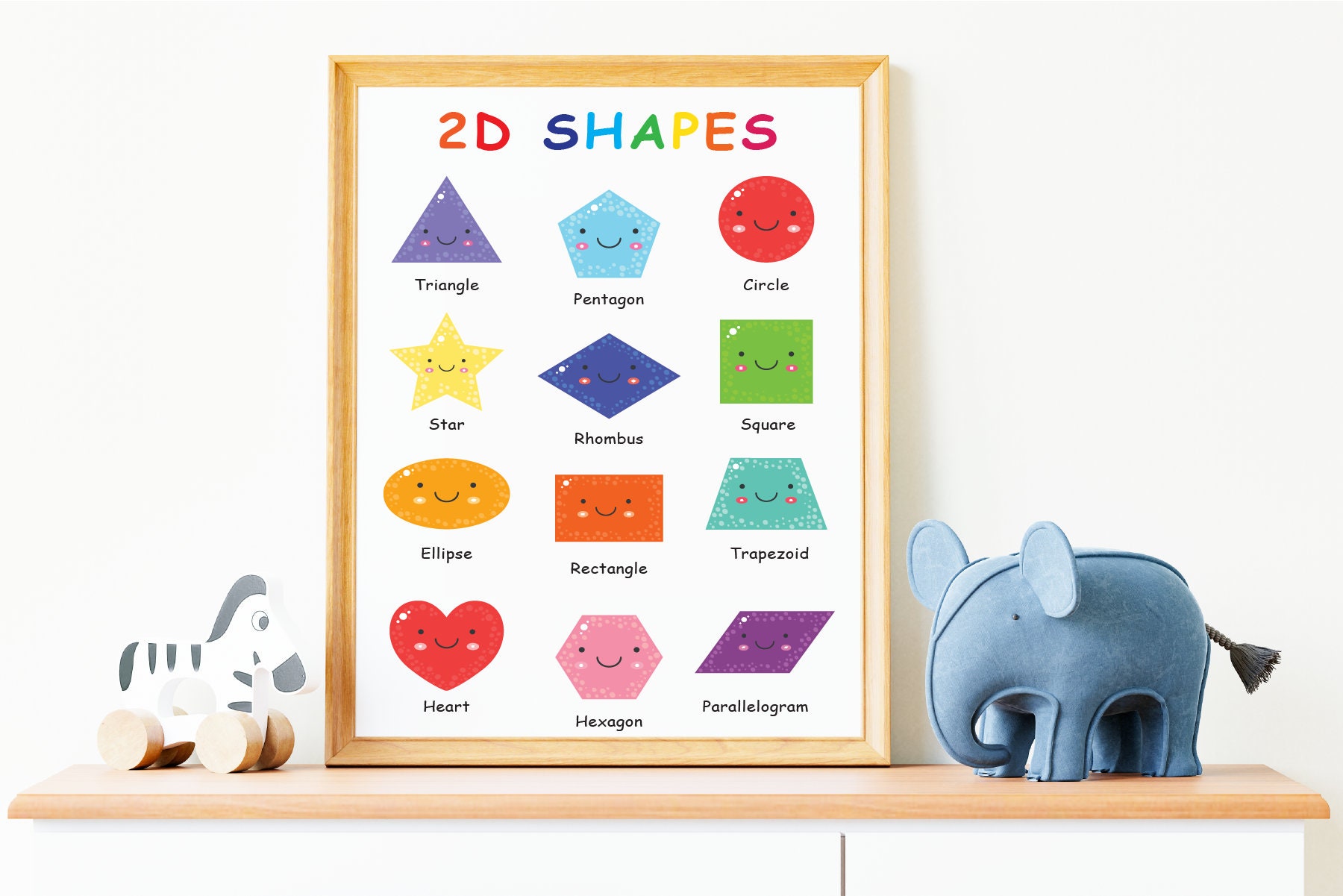 Shapes Educational Poster for Kids. 2D Rainbow Shapes - Etsy UK