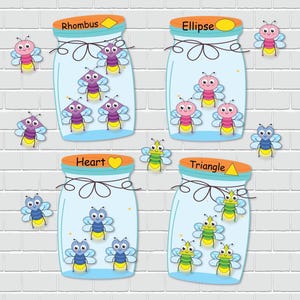 Fireflies in a Jar Shapes Matching Activity, 2D Shapes Center, Summer ...