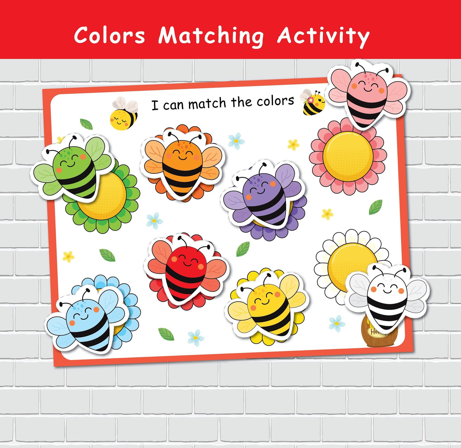 Bee Color Matching Activity, Toddler Printable, Montessori Materials ...
