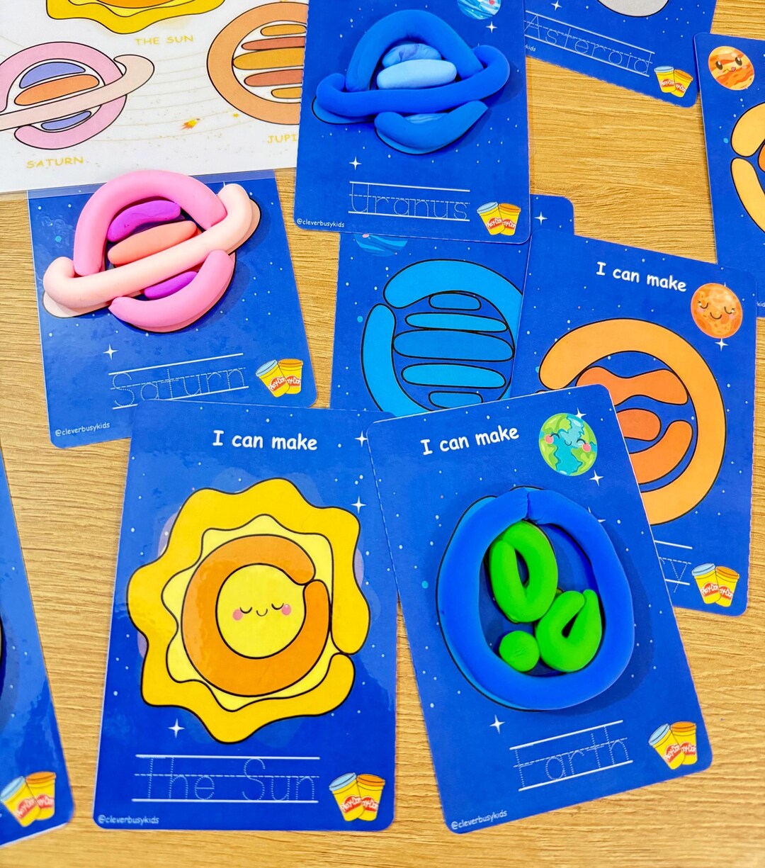 Planets Play Doh Mats, Space Theme Visual Cards, Printable Play Dough ...