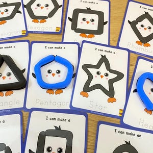 Penguin Shapes Play Dough Mats, Printable Play Doh, Toddler Quiet Time ...