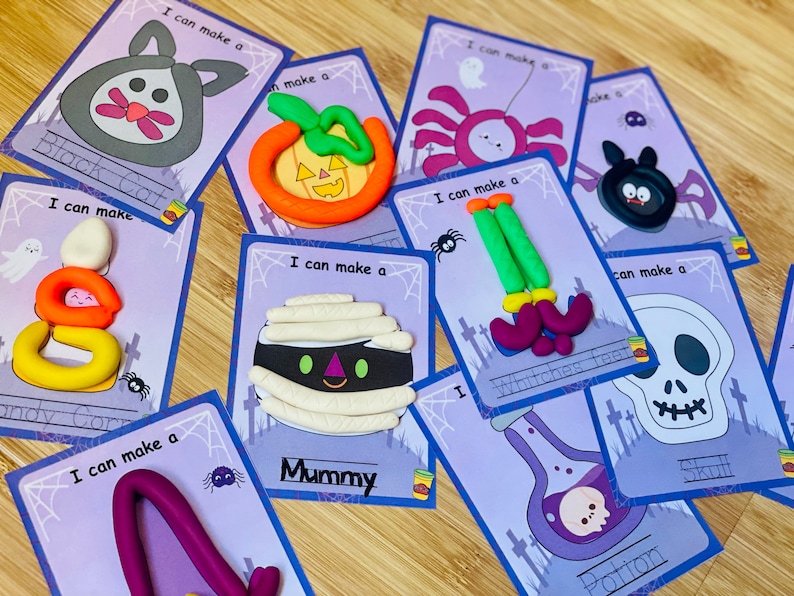 Halloween Play Dough Mats Printable Play Doh Preschool - Etsy