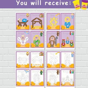 Nativity Play Dough Mats, Printable Play Doh, Visual Cards, Christmas ...