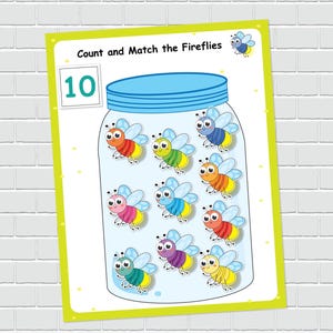 Fireflies Jar Counting Activities, Numbers Matching 1-10 Count ...