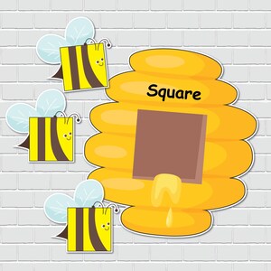 Bee Shapes and Beehive Matching Activity, 2D Shapes, Busy Book Page ...
