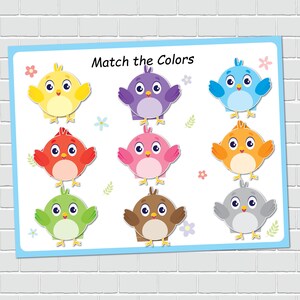 Birds Color Matching Activity for Kids, Summer Busy Book, Toddler Color ...