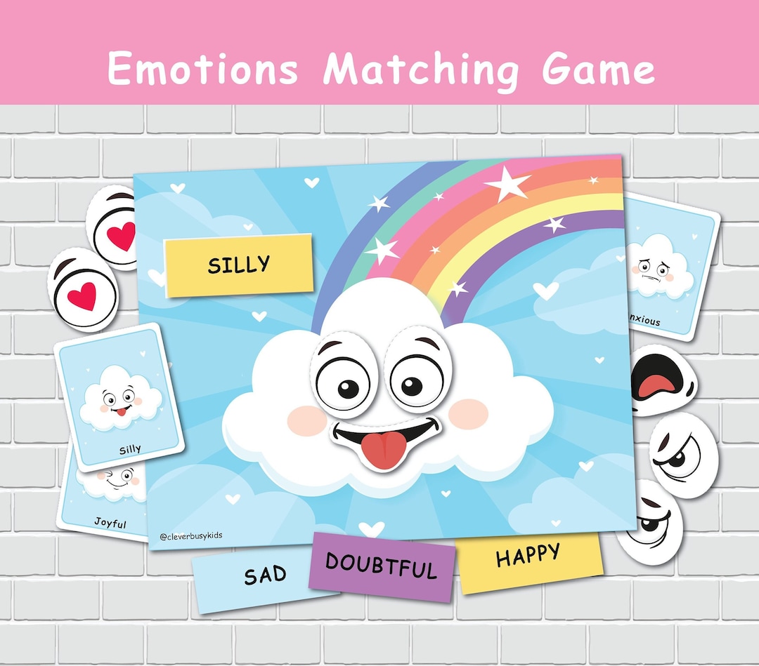 Emotions and Feelings Matching Game, Rainbow Activity for Kids, Autism ...