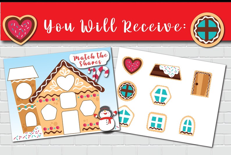Gingerbread House Shape Matching Activity for Toddler/ Preschool ...
