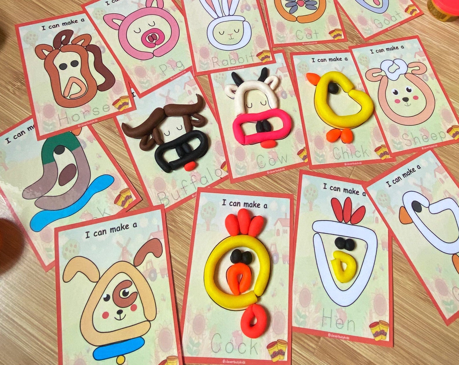 Farm Animals Play Doh Mats Printable Play Dough Montessori - Etsy