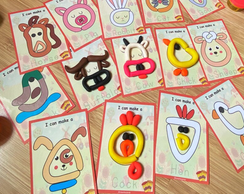 Farm Animals Play Doh Mats Printable Play Dough Montessori - Etsy