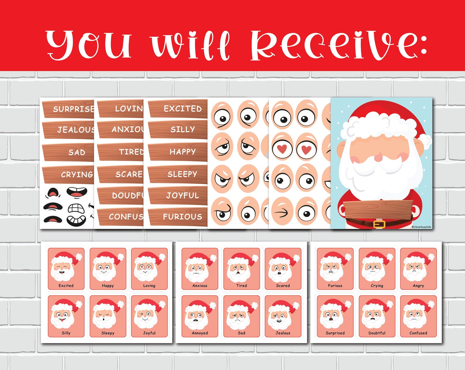 Santa Emotions and Feelings Activity for Kids, Christmas Busy Book ...