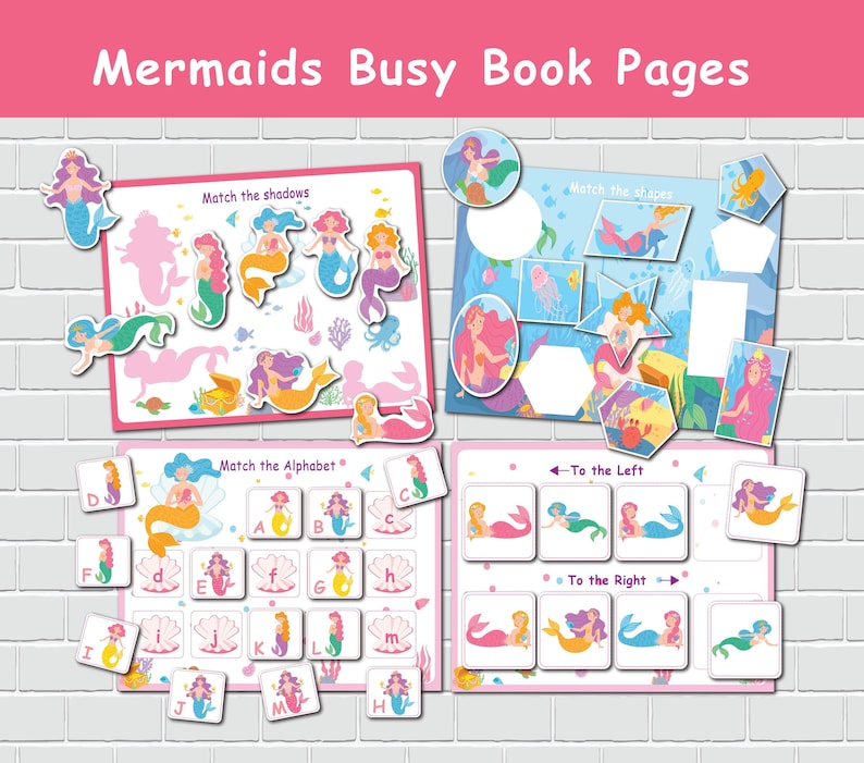 Mermaids Busy Book Pages Toddler Learning Binder Preschool - Etsy