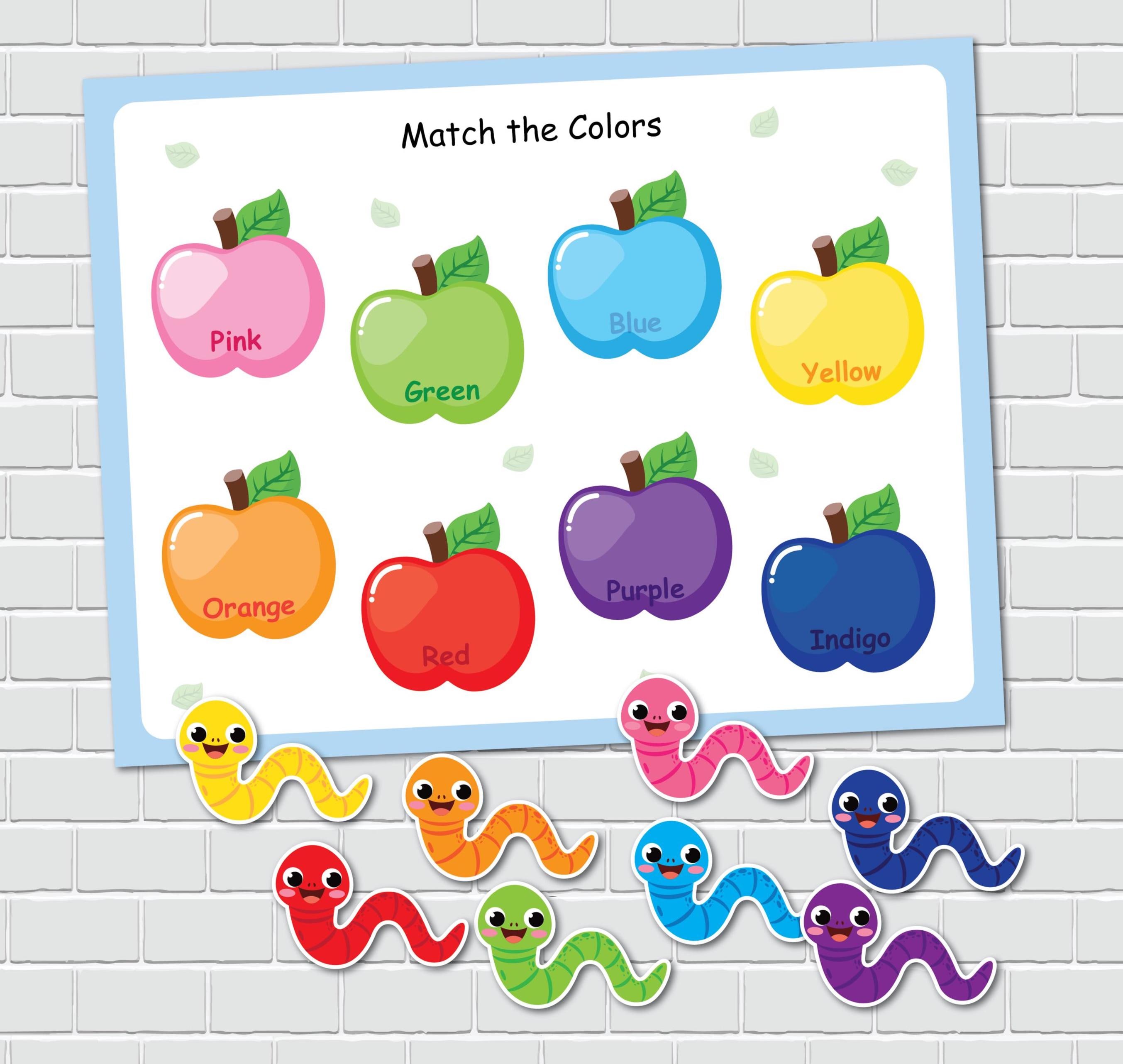 Apple Color Matching Activity, Color Printables, Toddler Busy Book ...