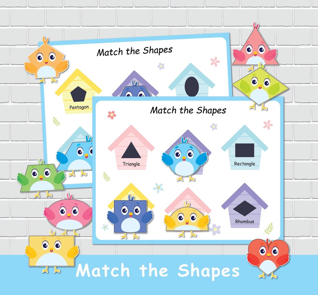 Birds Shape Matching Activity, 2D Shapes, Spring Busy Book Page, File ...