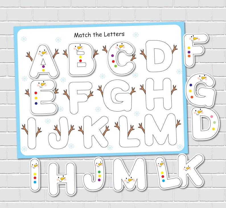 Snowman Alphabet Matching Game, Winter Busy Book Page, ABC Learning ...