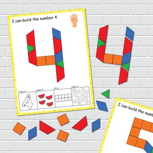 Numbers Pattern Blocks Activity, STEM Challenge Cards for Preschool and ...