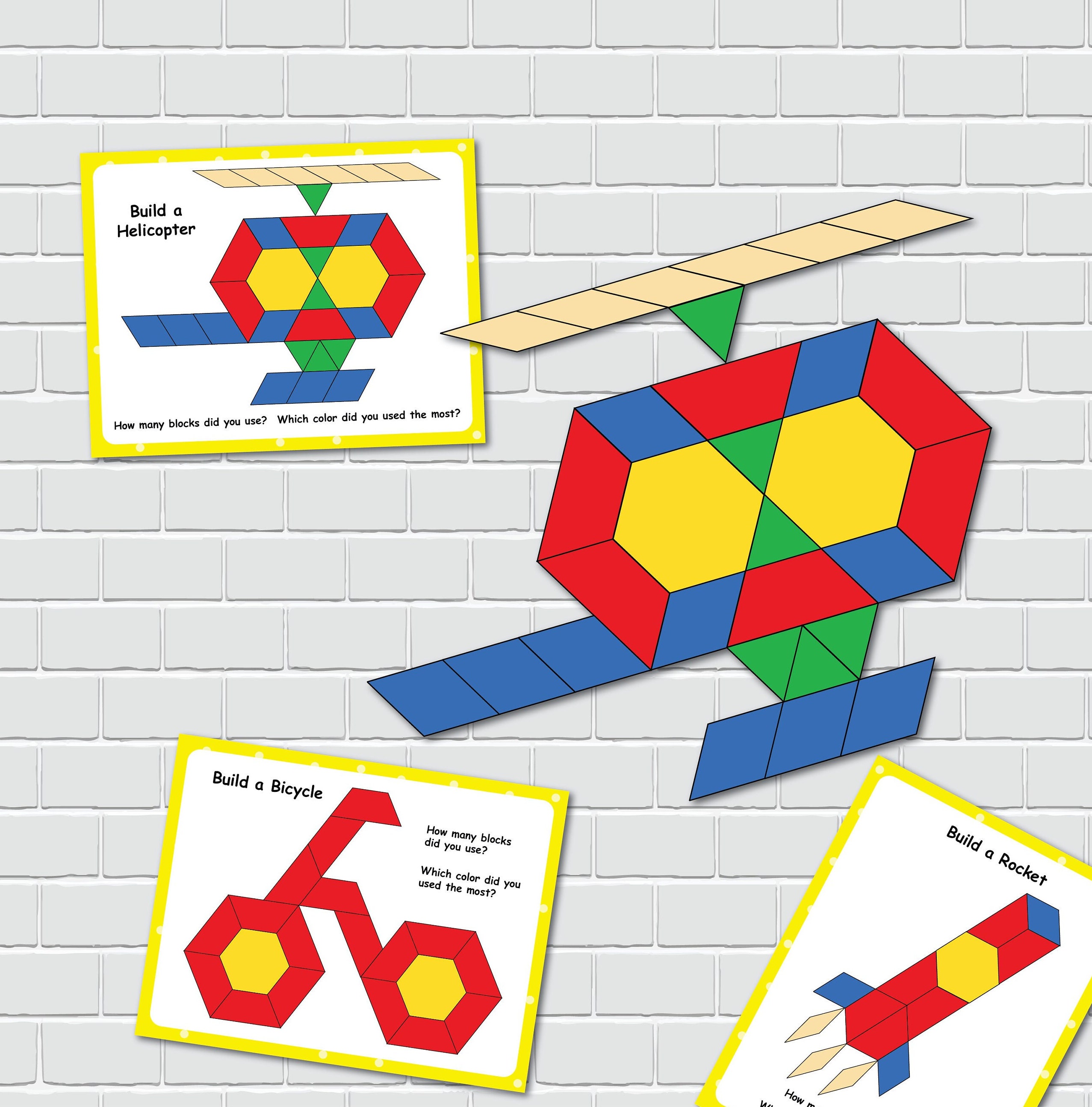 Pattern Block Templates, STEM Challenge Cards for Preschool and ...