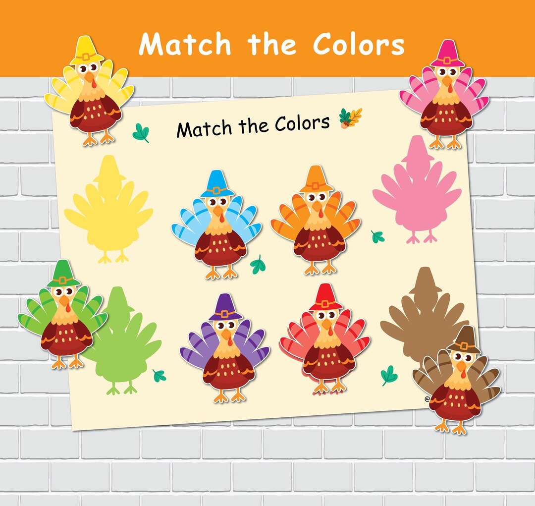 Color Matching Activity for Kids, Toddler Printable, Thanksgiving Busy ...