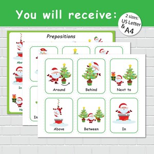 Santa Prepositions Activity: English Learning Poster & Flashcards ...
